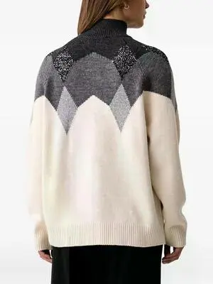 KAOS Argyle Sequin-embellished Sweater