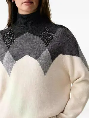 KAOS Argyle Sequin-embellished Sweater