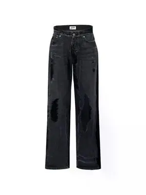 JEAN PAUL GAULTIER Velvet-flocked Straight-leg Jeans