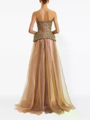 GEMY MAALOUF Beaded Strapless Gown
