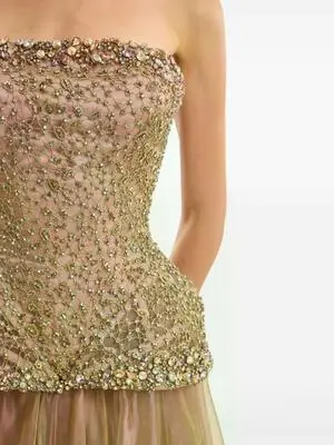 GEMY MAALOUF Beaded Strapless Gown