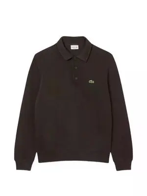Lacoste Logo-patch Polo-collar Sweater - Brown