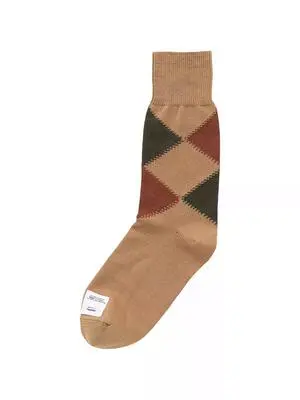Visvim Argyle-intarsia Socks - Neutrals