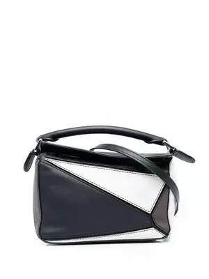 Loewe 2019 Mini Tricolor Calfskin Puzzle Satchel - Black
