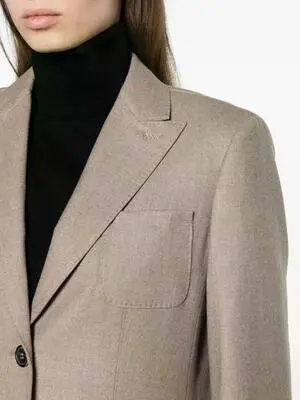 Max Mara Single-breasted Cashmere Foule Blazer Turtledove