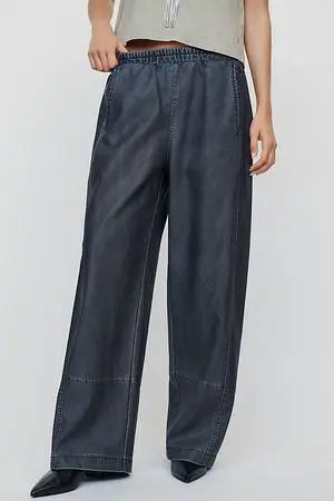 PILCRO Izzie Relaxed Faux Leather Pull On Barrel Pants