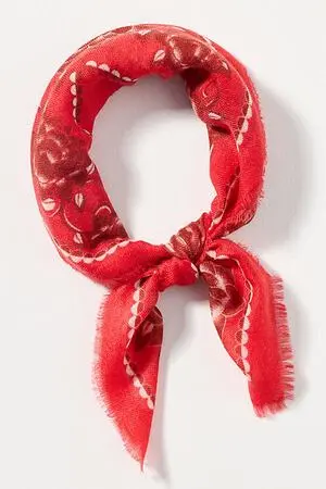 WYETH 100% Cashmere Bandana Scarf - Red