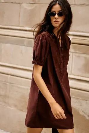 PILCRO Aly 100% Cotton Corduroy Mi Shirtdress - Brown