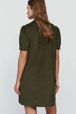 PILCRO Aly 100% Cotton Corduroy Mi Shirtdress - Dark Green
