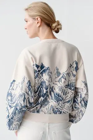 PILCRO Niki 100% Cotton Long Sleeve Bubble Sweatshirt