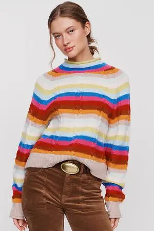MOTHER 100% Wool Concert Hickey Sweater - Multi Rainbow