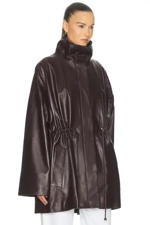 Tove Erna Leather Coat In Burgundy