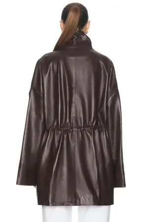 Tove Erna Leather Coat In Burgundy