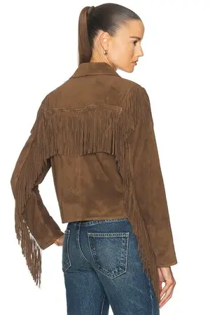 NILI LOTAN Eloi Suede Jacket In Chocolate - Hazelnut