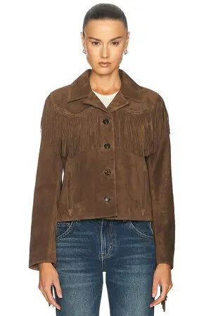 NILI LOTAN Eloi Suede Jacket In Chocolate
