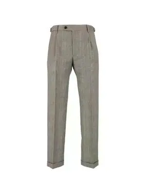 BERWICH Check-pattern Pleated Trousers - Grey