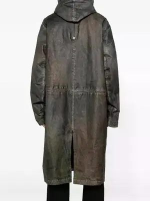 ISAAC SELLAM EXPERIENCE Distressed-effect Hooded Leather Coat