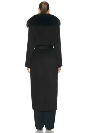 YVES SALOMON Long Coat In Brown