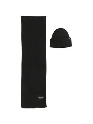 Marc O'polo Ribbed-knit Scarf And Beanie Hat Set - Grey