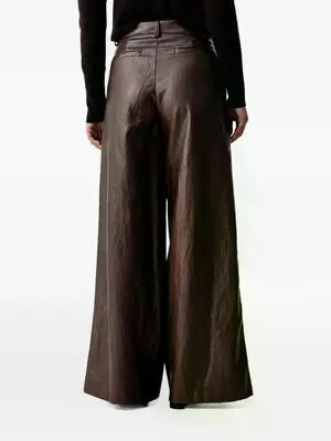 KAOS Wide-leg Coated Trousers - Brown
