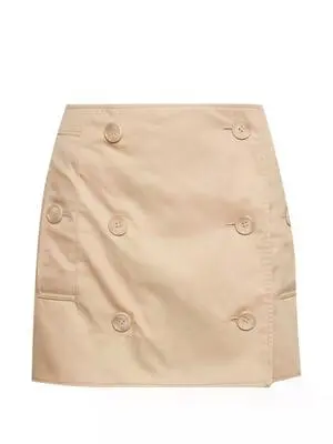 Burberry Double-breasted Gabardine Mini Skirt - Neutrals