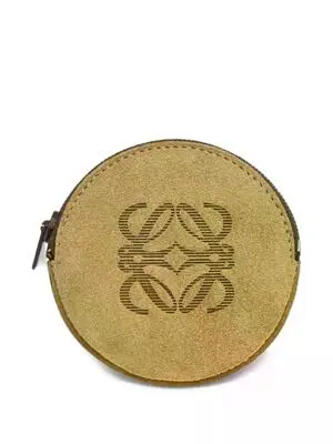 Loewe Anagram-motif Suede Coin Purse - Neutrals