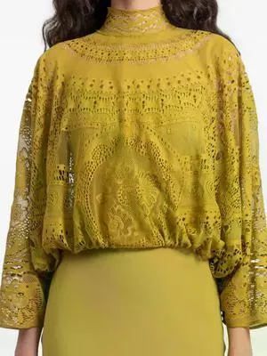 GEMY MAALOUF Guipure-lace High-neck Top