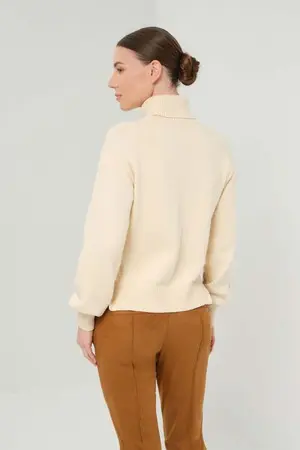 Anatomie Wabi Mix Sweater Mixed-stitch Cableknit Turtleneck - Latte