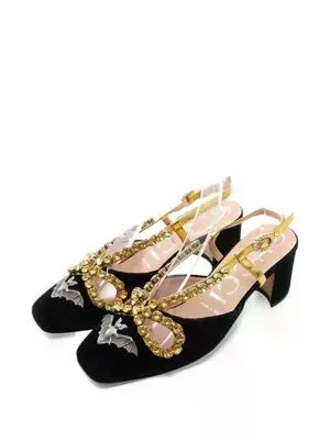 Gucci 2010s Embellished Slingback Pumps - Black