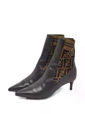 Fendi Rockoko Leather Ankle Boots - Brown