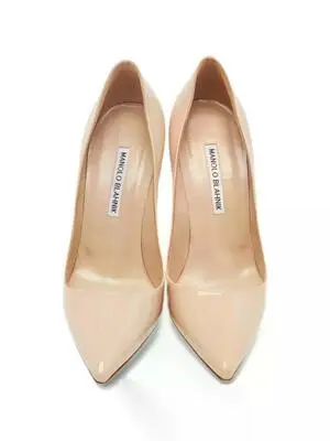 Manolo Blahnik Bb Patent Leather Pointed-toe Pumps - Neutrals
