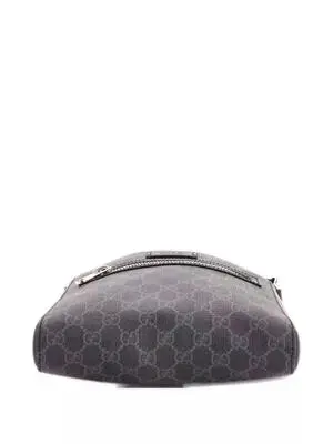 Gucci Web Strap Front Zip Messenger Bag Gg Coated Canvas Small Crossbody Bag