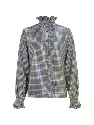 True Religion Liana Ruffled Gingham-check Blouse - Grey