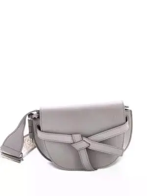 Loewe Gate Dual Shoulder Bag Leather Mini Crossbody Bag - Grey