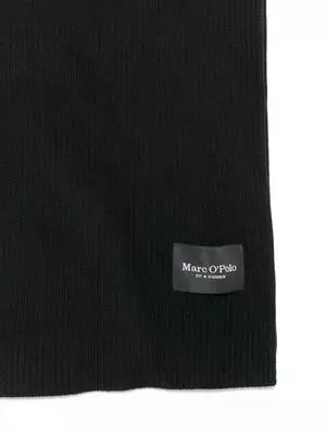 Marc O'polo Ribbed-knit Logo-patch Scarf And Beanie Hat Set