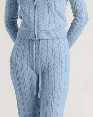 SKIMS Sweater Knit Cable Straight Leg Pants - Fog