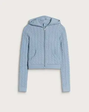 SKIMS Sweater Knit Cable Zip Up Hoodie - Fog