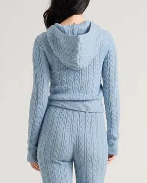 SKIMS Sweater Knit Cable Zip Up Hoodie - Fog