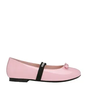 Dolce & Gabbana Logo-strap Bow Ballerina Shoes