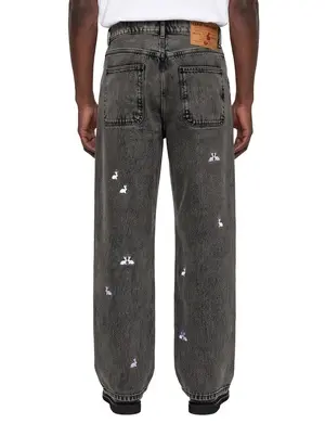 CARNE BOLLENTE Billionaire Rabbit-embroidered Acid-wash Jeans