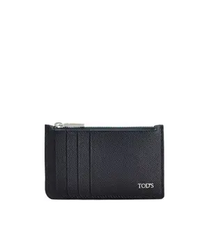 TOD'S Zipped Card Holder In Leather - Black