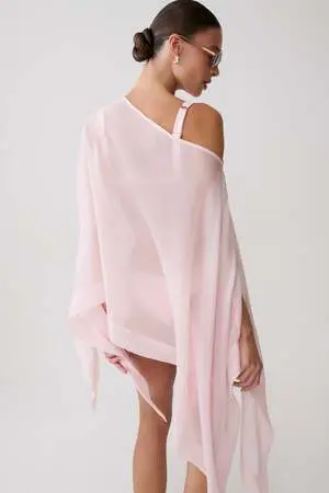 Meshki Leilani Sheer Draped Asymmetric Top