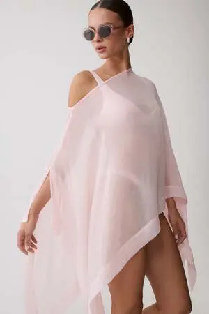 Meshki Leilani Sheer Draped Asymmetric Top
