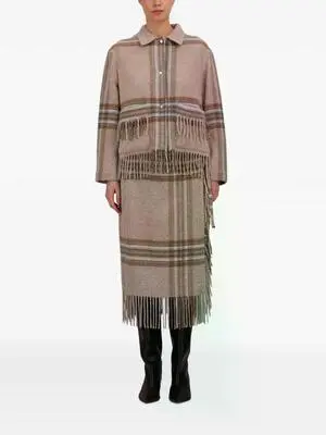 Herno Fringe-trimmed Checked Jacket - Neutrals