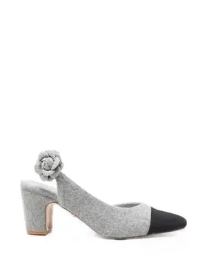 TWENTY FOURHAITCH Kriva Floral-detail Slingback Pumps - Grey