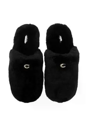 COACH Shearling Crystal-embellished Slippers
