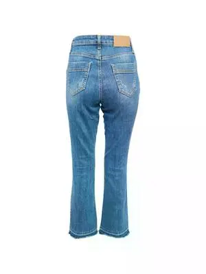 Elisabetta Franchi Ripped-details Straight-leg Jeans - Blue