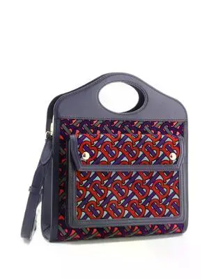 Burberry Pocket Tote Monogram Velvet Leather Mini Satchel - Blue
