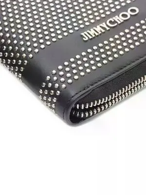 JIMMY CHOO 2010s Stud-embellished Zip-around Wallet - Black