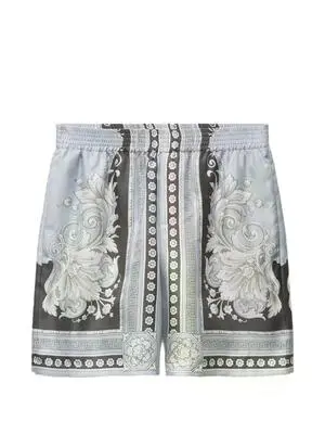 Versace Printed Silk Twill Shorts - Blue
